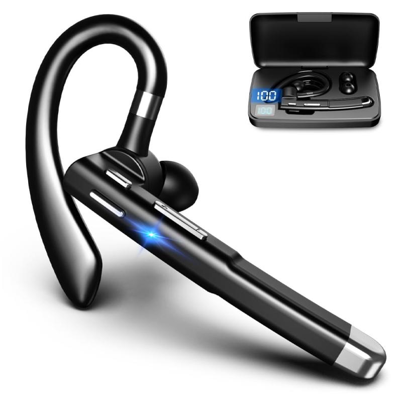 bluetooth ヘッドセット ワイヤレス イヤホン 【2024年新登場 Bluetooth5.3+EDR】 片耳タイプ 耳掛け型 左右耳兼用 最大180待受時間 500mAh充電ケース付き マイク内蔵 ハンズフリー通話 CVC8.0ノイ...
