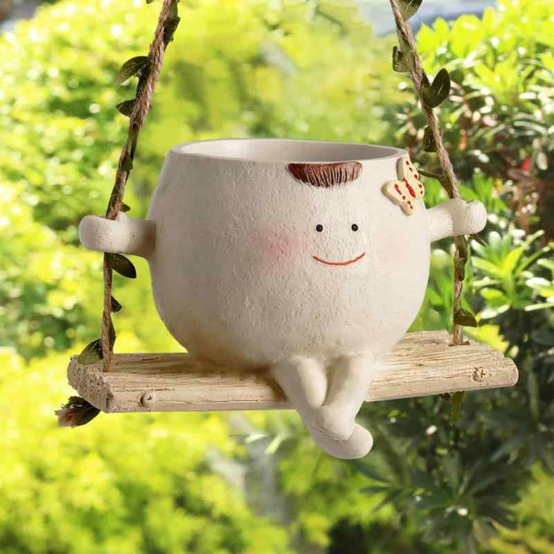 SKTMH 笑顔 植木鉢 多肉植物ポット 吊り下げプランター かわいい ミニ植物用 植木鉢 癒しグッズ テーブル飾り ホーム オフィス ガーデニング 屋内屋外用 装飾プランター デコレーション 誕生