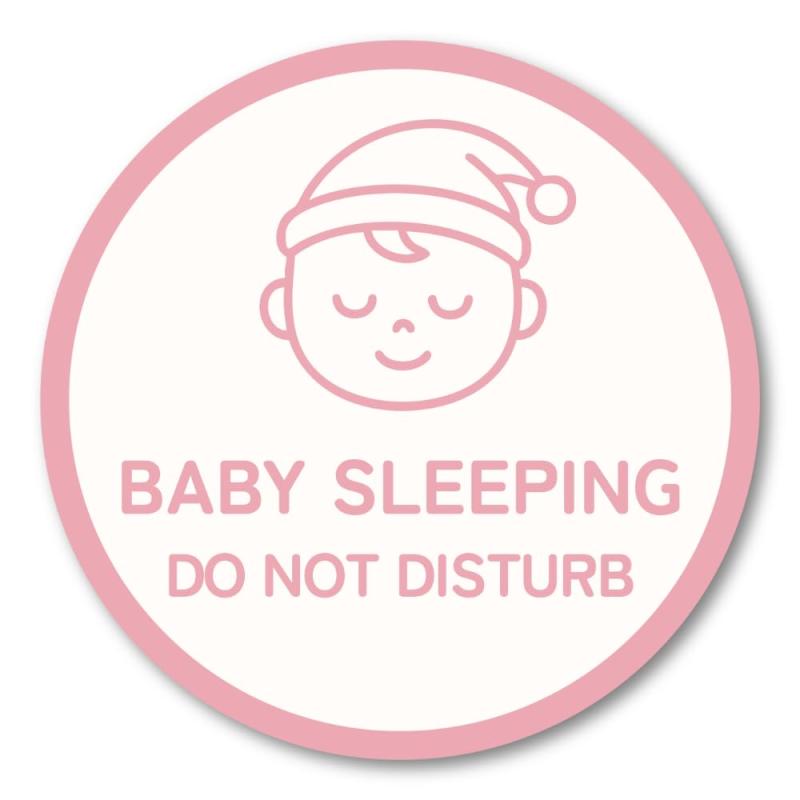 BABY SLEEPING ステッカー 玄関ドア用 100mm 赤ちゃんが寝ています チャイム禁止 防水シール 子育て家庭向け商品仕様