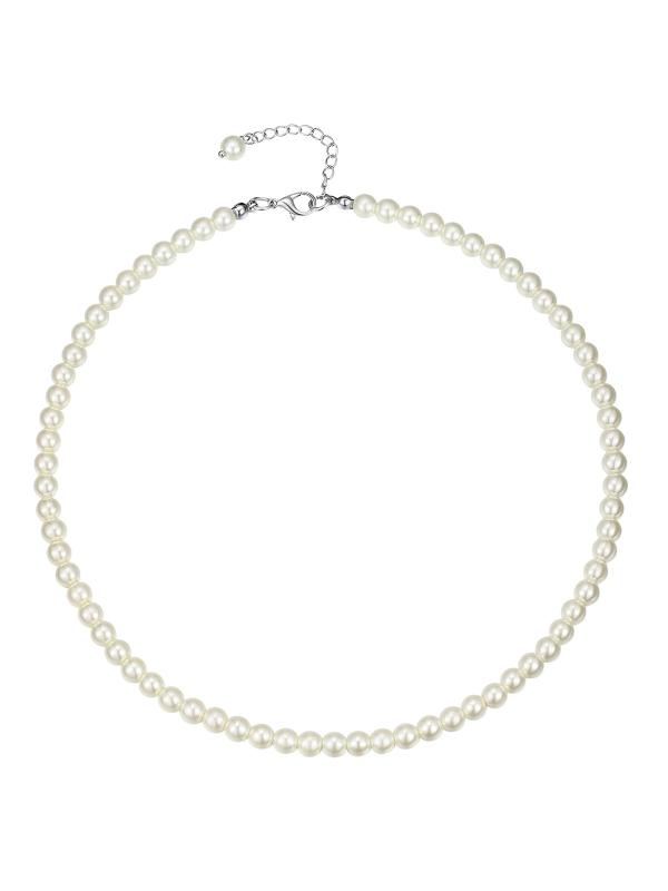 [FindChic] パールネックレス レディース 6mm/8mm/10mm珠 人工真珠 チェーン 40cm シンプル アクセサリー 冠婚葬祭 結婚式 パーティー 母の日プレゼント