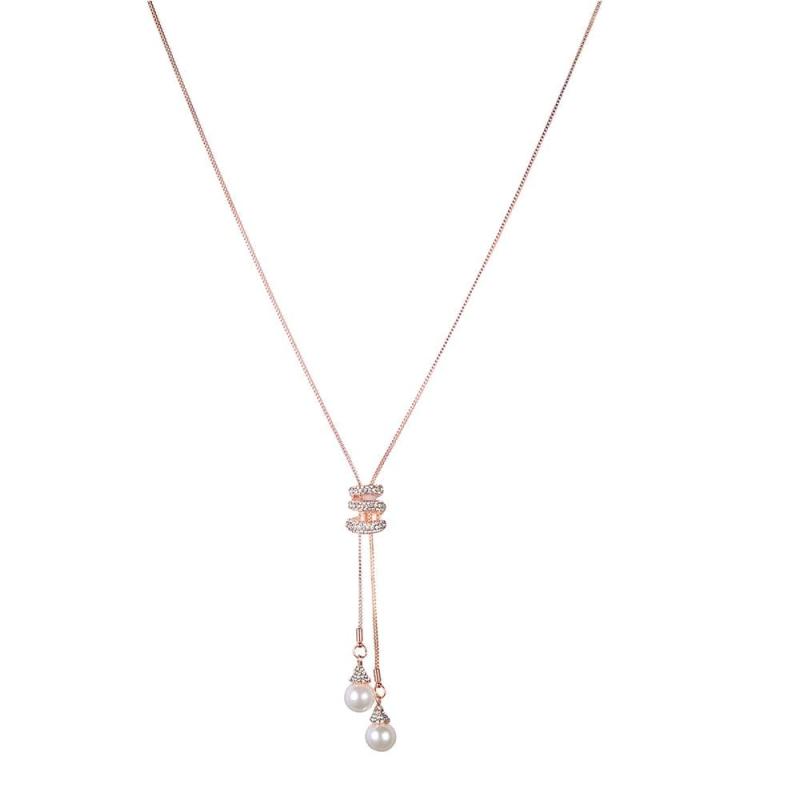 [Schicksal.] ネックレス ロングペンダント フェイクパール ラインストーン レディース アクセサリー キラキラ おしゃれ きれいめ 上品 可愛い かわいい 女性用 婦人用 ジュエリー控えめながらも存在感のあるロングペンダントネッ...