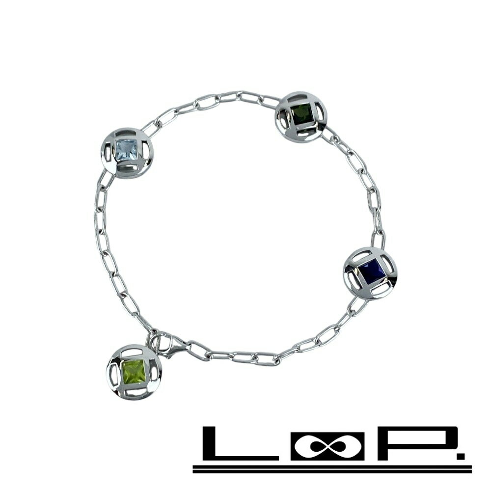 ■商品紹介■ 【ブランド】カルティエ 【型番】- 【素材】K18/WG750/アクアマリン/アイオライト/ペリドット 【カラー】シルバー 【サイズ】TOP直径約1cm/内周約19cm/幅約0.3cm/重さ約11.7g 【付属品】なし　 【ラ...