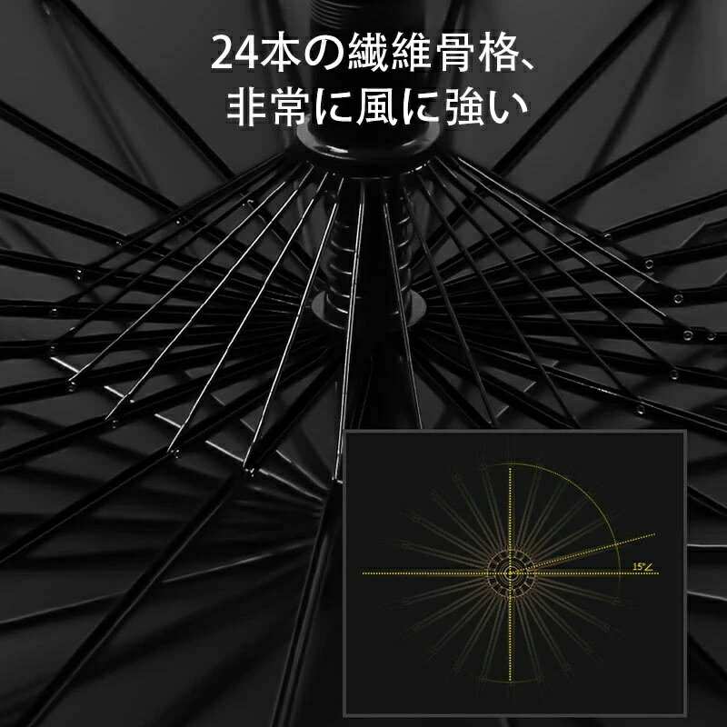 ●サイズ:●親骨:(約)61cm●収納時:(約)直径6cm×長さ90cm●展開時:(約)直径130cm●使用時:(約)直径115cm●耐風等級 :5級●傘の骨の数 :24本骨●傘の密度：190T●撥水性能●防汚性能●防油性能 ●紫外線95％...