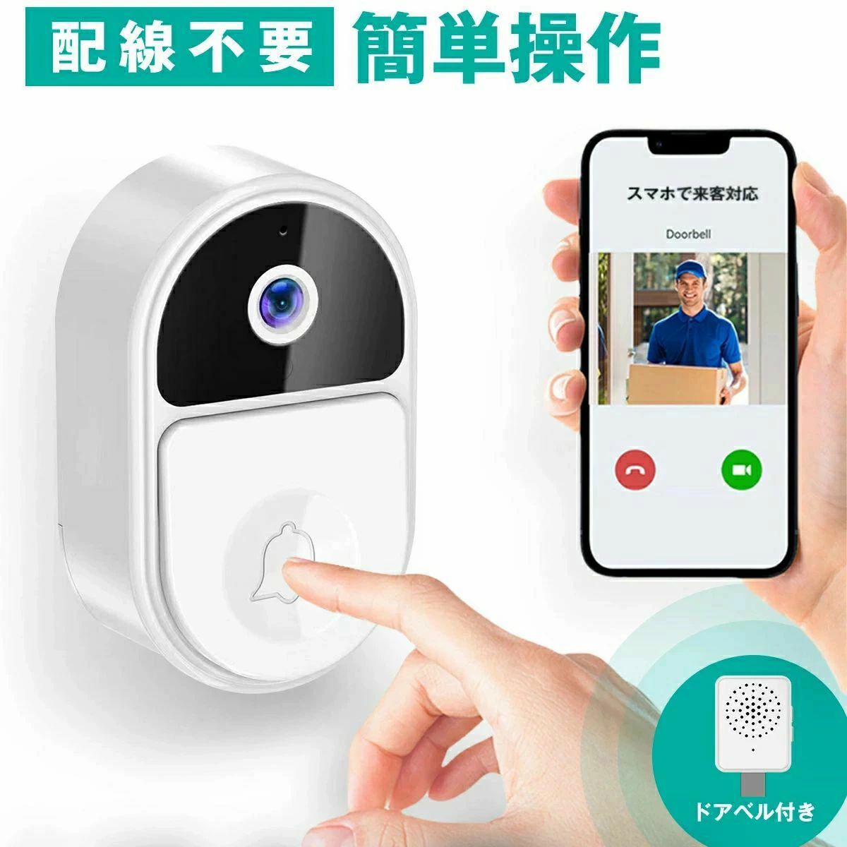 商品情報商品情報パッケ一ジ内容 インターホン カメラ X1充電ケーブル X1送信機 X1取り付け用板 X1テープ X1取り扱い書 X1製品仕様 1.ビデオ解像度:640x480P2.写真解像度:640x480P3.夜視機能:自動的赤外線ライ...