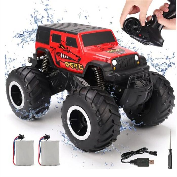 【商品説明】 商品名：ラジコンカー 水陸両用 防水レベル :IPX6 操作時間 :約50分（バッテリー2個） 充電時間: 約120分 ラジコンカーバッテリー :7.4V/900mAh 操作距離: 約60m（干渉なし、障害物なし） 操作スピー...