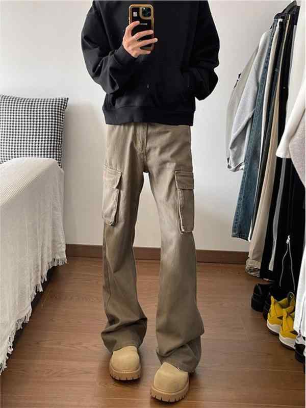 ・カテゴリ: ワークパンツ・スタイル: 韓国・シルエット: ストレート・丈: ロング・ウエスト位置: ミッドライズ・フロント: ドローストリング・厚み: 普通・パターン: 無地・主な素材: ポリエステル90%・用途: 日常・裾: ストレート...