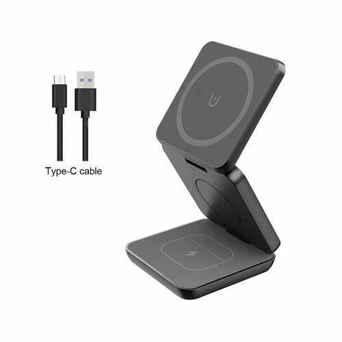 3in1 折りたたみ 磁気 ワイヤレスチャージャー USB Type-Cセット 15w マグネット 充電器 スタンド スマホ充電 スタンド Airpods iPhone Apple Watch Airpods Pro iwatch オフィス...