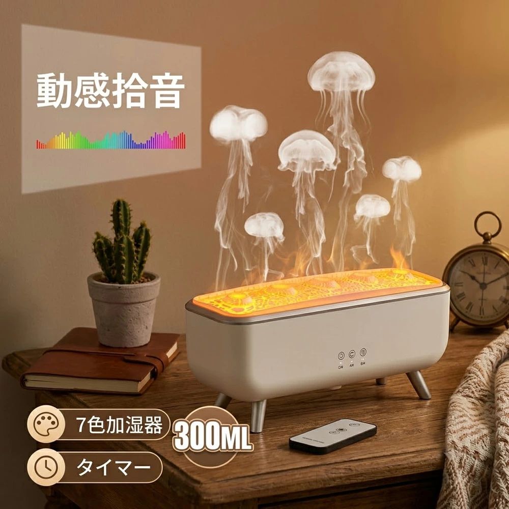 商品情報仕様商品名 アロマディフューザー 加湿器仕様 容量：300ml機能：アロマ/超音波加湿噴霧量：20-60mL/hサイズ：四角形:261x84x119mm使用時間：4H~6H7色LEDライト付きおしゃれディフューザー 7色の穏やかなL...