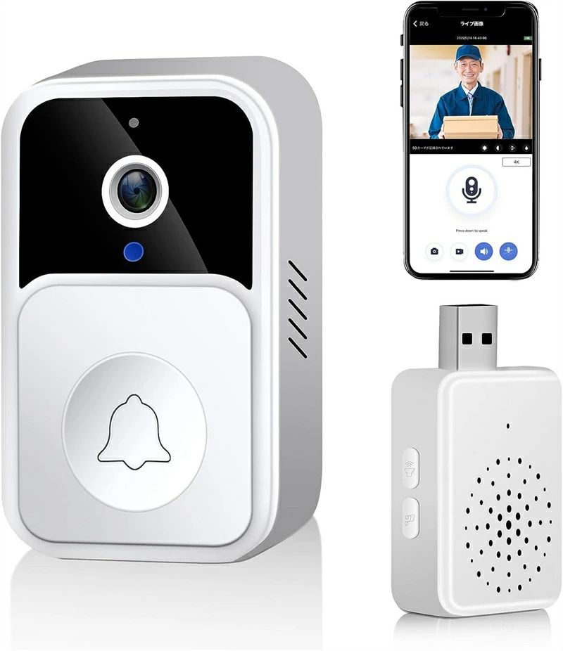 商品情報 製品説明 商品名 スマホでインターホンの応対ができるスマートドアベル ビデオドアベル wifi ビデオドアホン ワイヤレス 双方向音声 呼び出しチャイム ワイヤレスチャイム 玄関チャイム 無線 工事不要 ワイヤレスインターホン 充...