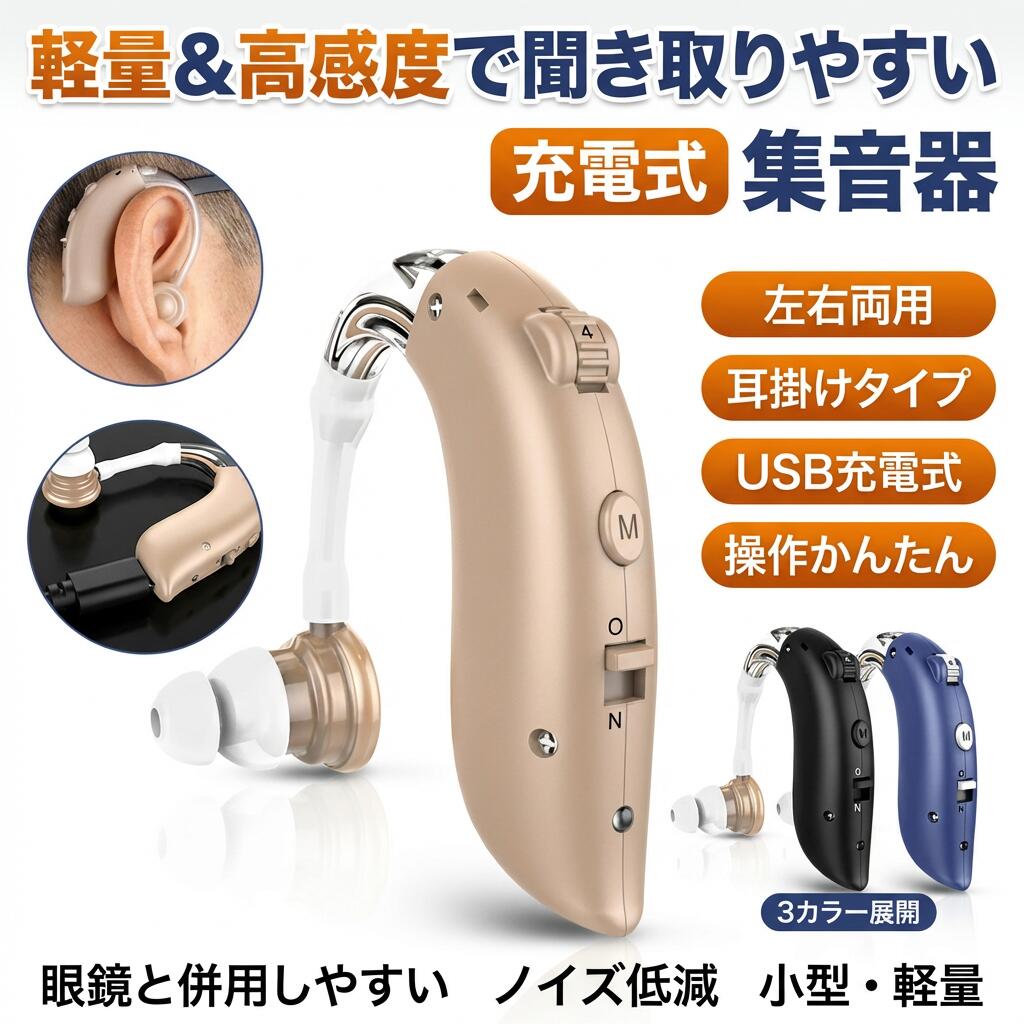 商品詳細商品紹介商品特徴：【高音質集音・高齢者向け】音を最大約30倍大きくすることができ、話し声やテレビの音を大きくしてくれ、かすかな声でも聞こえます。高齢者に向け、敬老の日の喜ばれるギフトとしてもお勧めです。【耳掛けタイプ・左右両用】耳の...
