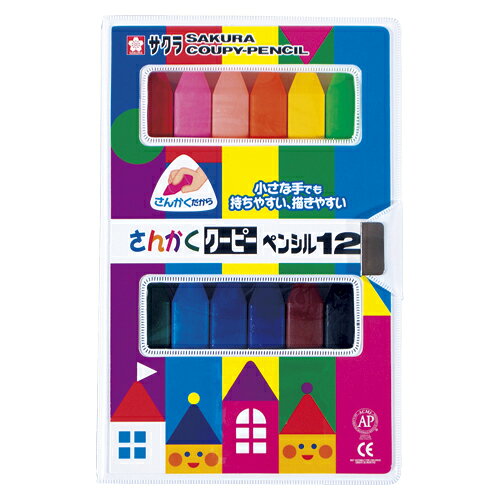 株式会社サクラクレパス（06）6910-8818商品仕様●三角形の太軸・三角形で太い形のクーピーペンシルのため力の弱い幼児が楽しく描け、正しい持ち方をしやすいです。・折れにくく、全部が芯なのでたっぷり描けます。・本体・塗面もべたつかず、手が...