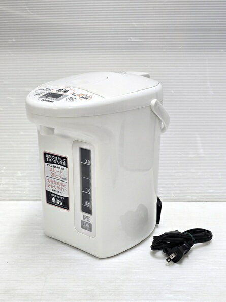 【中古品】 象印 ZOJIRUSHI 3.0L マイコン沸とう VE電気まほうびん 優湯生 CV-TE30型 2022年 ホワイト ○YR-20003○ の出品です。 こちらの商品は中古の商品です。 中古品の為、スレキズや汚れ等によるイタミ...