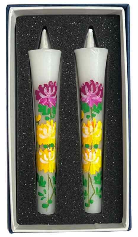 花ろうそく 菊 3号 手描き 絵ろうそく 和ろうそく キク 手書き 2本入り 淡路梅薫堂 #3061 仏壇用 インテリア用 海外てみやげ11月などの特別な御祝いに、丁寧に礼をする時に振る舞うと喜ばれる手書き絵ローソク絵蝋燭 は 絵付け師 職...