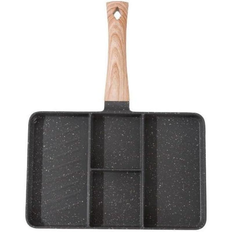 商品紹介 3列4穴で数種類のおかずを同時作れるフライパン。 4つの焼き場所でお弁当のおかずを効率よく調理でき、朝の忙しいの時間短縮に役立つ仕切りフライパン。 程よい厚さのある鍋体、熱伝導が速くて均一で、IHやガス火を選ばず幅広くお使いいただ...