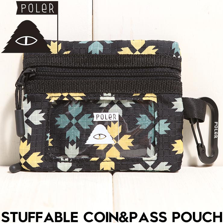 POLeR ポーラーのコインパスポーチ 「 STUFFABLE COIN&PASS POUCH 」 253MCV0129 耐久性のあるリップストップ生地を採用しつつ、クリアの小窓で中の小銭やカード、 チケットを確認しやすい便利なコインパスポ...