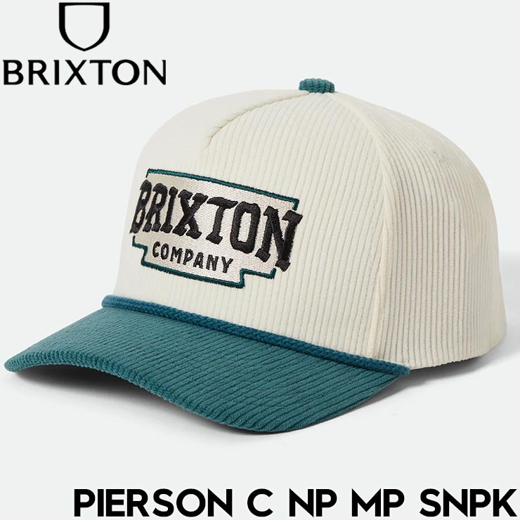 BRIXTONのスナップバックキャップ 「 PIERSON C NP MP SNPK 」 11903 クラシックな5パネルキャップをサステナブルにアップデートした、時代を超えた定番スタイルの5パネルキャップ。 素材には100%コットンのコー...