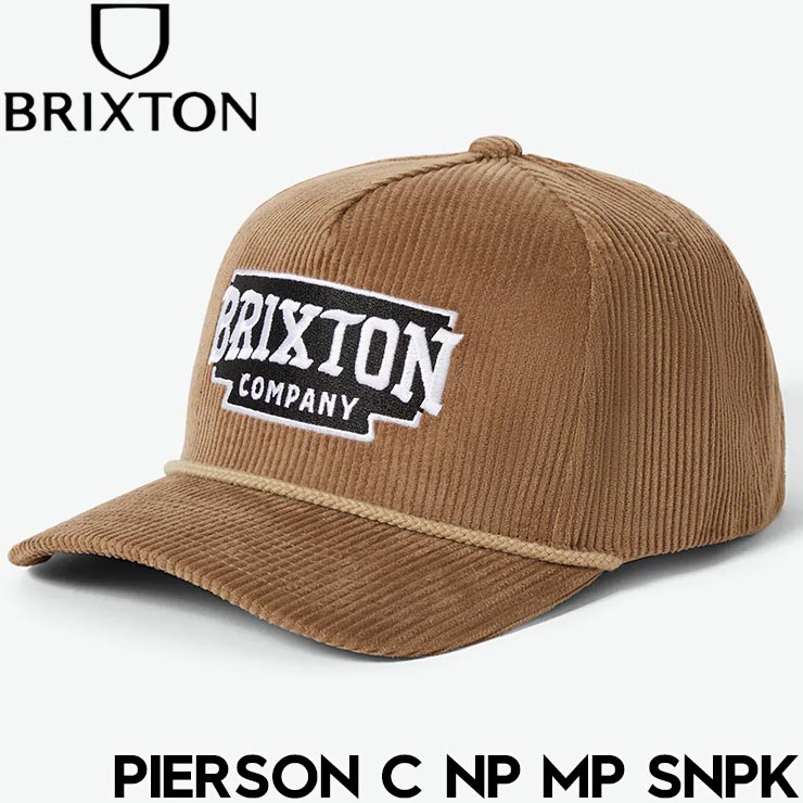 BRIXTONのスナップバックキャップ 「 PIERSON C NP MP SNPK 」 11903 クラシックな5パネルキャップをサステナブルにアップデートした、時代を超えた定番スタイルの5パネルキャップ。 素材には100%コットンのコー...