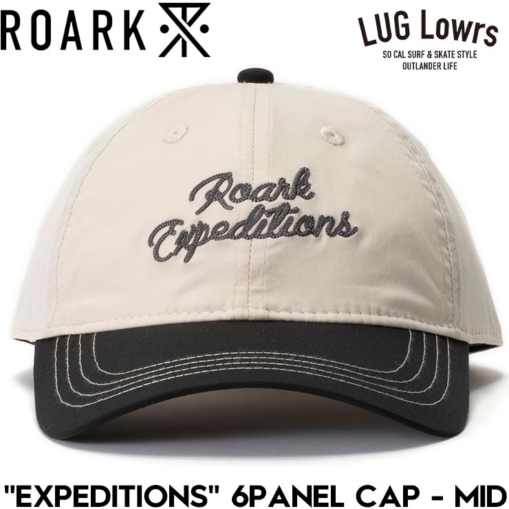 ROARKのストラップキャップ 「 EXPEDITIONS 6PANEL CAP - MID 」 RHJ1201-BON ROARK EXPEDITIONロゴをサガラ刺繍した6パネルキャップ。 コットンナイロン生地を採用し、洗い加工を施すこ...