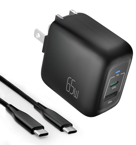 ・ブラック ・?PD充電器65W＋2つのポート付きSUKEYのタイプC充電器はType-Cポートを1つ、USB-Aポートを1つ搭載して、2台のデバイスを同時充電に対応。65Wの出力パワーはパソコンから携帯までの全てのUSB-Cデバイスに充電...