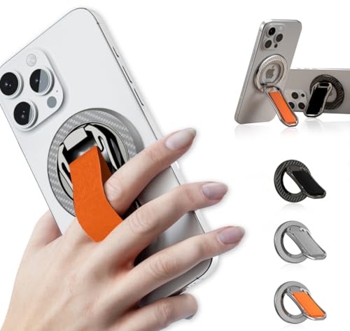 オレンジ/-/-・Color:オレンジ・「新型マジックテープ」調節なベルトは指の太さを問わずだれにでもフィットします。柔らかいナイロン製スマホリングは長時間の使用も指を痛めることなく、安定した片手操作をにします。・「MagSafe対応＆磁気...