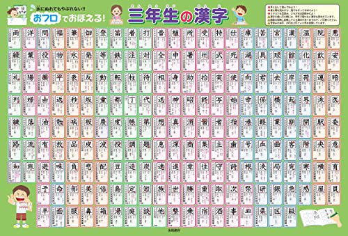 水に濡れても大丈夫なユポを使用したポスター。小学3年生から学ぶ漢字を200字掲載し、音訓に加え例文を数多く載せているので、ボキャブラリーも増やすことができます。また、画数も載せているので正しい書き順で漢字を覚えることもできます。 お風呂はも...