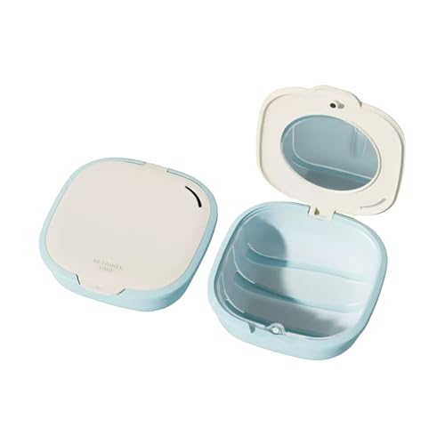 ベージュxブルー/-/-・Color:ベージュxブルー・?保管、洗浄と水切りがこれ一つでマウスピースケース は水切りカゴで乾燥させる事ができます。かわいいデザインで男女問わず使いやすい。・?鏡付きで便利外出先などでマウスピースの取外し時にも...