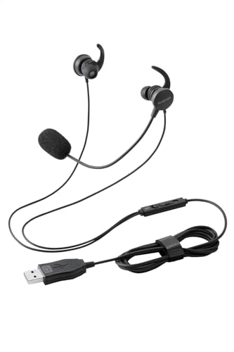 USB-Aブラック/-/ECHS-EP21SUBK・Style:USB-A・パッケージ個数:1・Web会議やビデオ通話、オンライン学習やオンラインゲームでのボイスチャットに適した、マイクアーム搭載の両耳耳せんタイプのカナル型有線ヘッドセット...