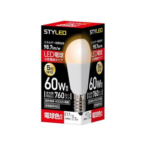 60W電球色/1個/HA6T17LS1・Size:1個Style:60WColor:電球色・パッケージ個数:1・全光束:760lm(小形電球60W相当)/消費電力:7.7W/消費効率98.7lm/W・光色:電球色(2700K)・設計寿命：4...