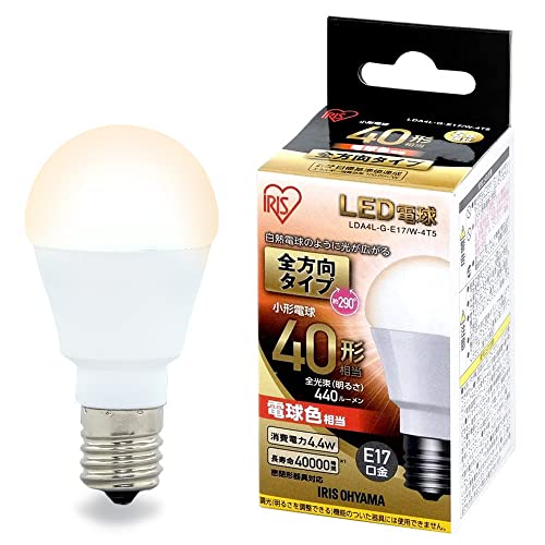 1)1個電球色/40w/LDA4L-G-E17/W-4T5・Size:40w・パッケージ個数:1・本体サイズ(cm):直径約3.8×高さ約7.5・電源:100V(50/60Hz共用)・定格消費電力:4.4W・口金サイズ:E17、光色:電球色...