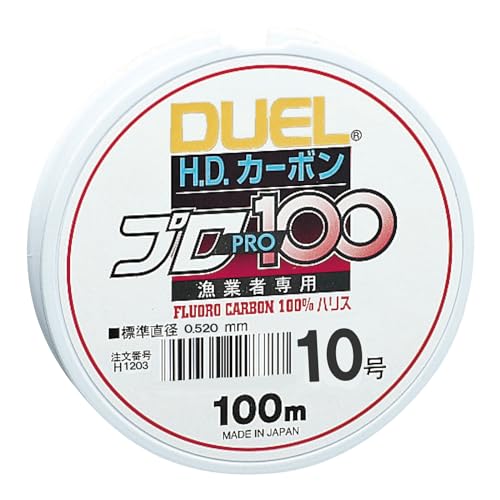 10号透明/10号/H1203・パッケージ個数:1・素材:フロロカーボン/全長:100m/10号・標準直線強力: 16kg・クリアー・標準直径:0.520mm強靱な引張り強度に加え、つぶれにくい特性がフロロの弱点であった結節強度を最大までア...