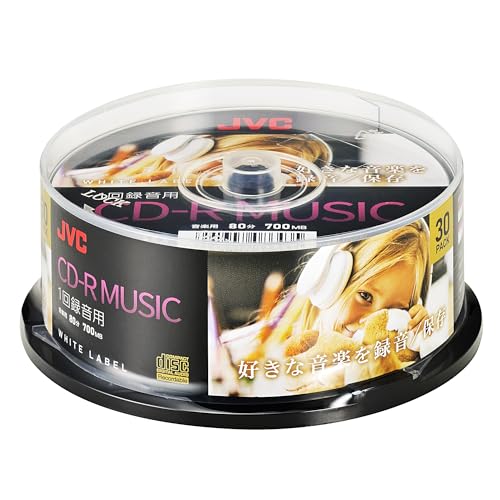 ホワイト/30枚/AR80FP30SC2・Size:30枚・パッケージ個数:1・1回録音用 / CD-R 片面1層 (80分)・印刷も手書きもできる23mm-118mm(ワイド)ホワイトディスクJVC 1回録音用 CD-R 片面1層 80分...