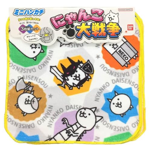 かわいい多色/ワンサイズ/26511・パッケージ個数:1・26511サロンジェ にゃんこ大戦争 26511 ミニタオル3枚セット 878067 プチタオル タオルハンカチ スマホゲーム