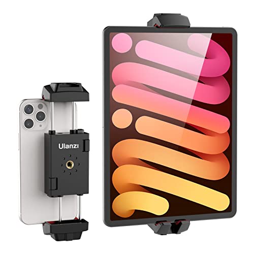 ユニバーサル両方向に調節な2イン1のスマホホルダー/タブレット三脚マウントアダプターの調整幅は65mm-222mmです。ホルダーは2.5~12.9インチの範囲内での使用に適用です。iPhoneやiPadほとんどの携帯電話やタブレット端末の縦...