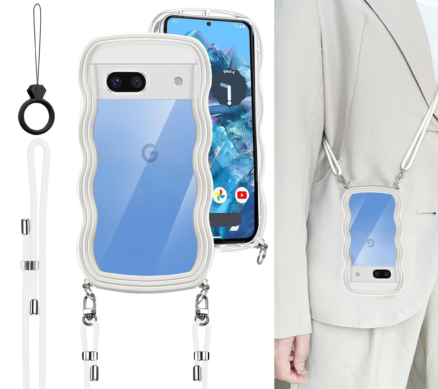 ・クリア Google pixel 8a SMKGG8A-BWWhite・・Size:Google pixel 8aColor:クリア・携帯ストラップ2枚付き & 両手解放本Google Pixel 8a ケースにはフィンガーストラップとネ...
