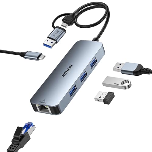 -/-/000386grey・?特徴BENFEI USB Type-C/Type-A ネットワークアダプターは、USB-C デバイスと有線ネットワーク間のプラグアンドプレイギガビットイーサネット接続を提供し、3 つの追加 USB 3.0 ポ...