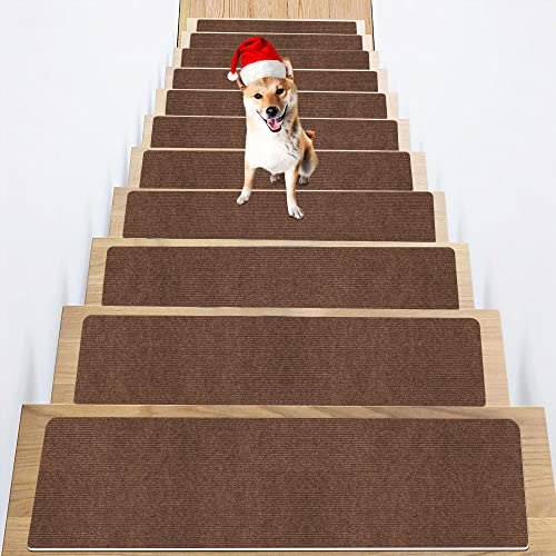 モダンブラウン/?約70×22cm・15枚組/-・Size:?約70×22cm・15枚組Color:ブラウン・滑り止め保温お家は老人の子供があり、階段の上下は便利です、滑る恐れがありますか スクリュー階段の滑り止めマットとして、素足から冷た...