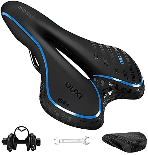 ブルー/ワンサイズ/-・Color:ブルー・??PUレザーおよび人工脂肪ゲル柔らかく、弾力性があり、滑らない、耐摩耗性-マウンテンバイクのシートには、より厚く高密度の低反発素材と滑らない耐摩耗性のPUレザー表面があり、快適で楽しいライディン...