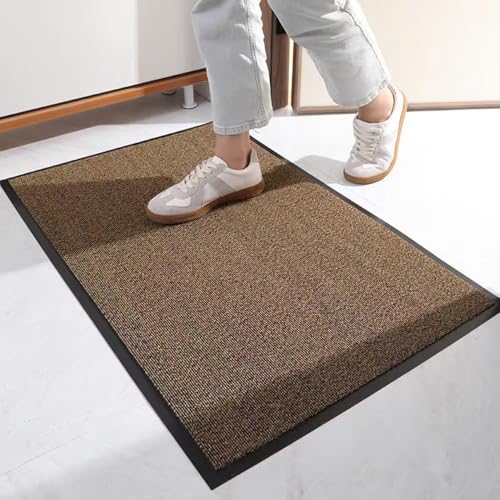 シンプルブラウン/60cm*90cm/-・Color:ブラウンSize:60cm*90cm・商品規格サイズ：60cm×90cm 。ポリプロピレン硬い糸輪で作られた丈夫で長持ちの縞模様マット。約6mm厚とドアに引っかからない絶妙な厚さで、ズレ...