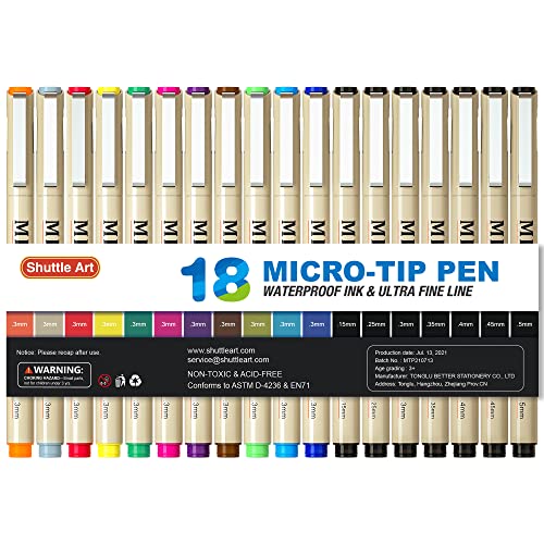 上質。12 色/18 Count (Pack of 1)/MP-18-1・パッケージ個数:1・18本水性セット12色7サイズ組み、合計で18本の極細ペンセットです。ブラックのファインライナーペンは7本で人気線幅7サイズのペン先があります：0...