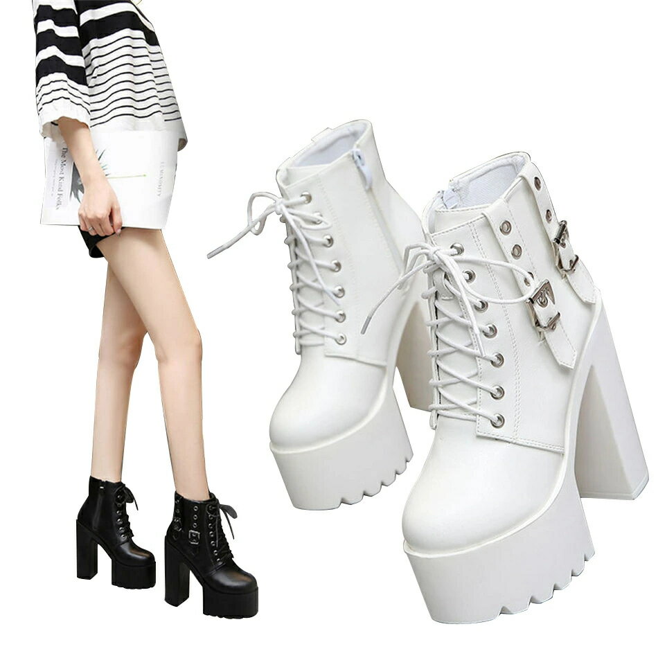 ■厚底ブーツで今年っぽいスタイルに。 ゆるカジスタイル・ガーリースタイルのコーデのアクセントとしておすすめです。 コスプレやゴスロリにも使いやすい厚底ブーツです。1足持っていれば、コーデの幅が広がる万能アイテム。 背が高くなるので視界が良好...