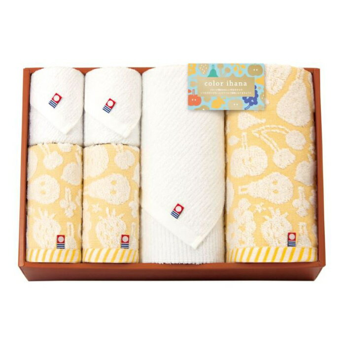 セット内容：バスタオル2枚（約60×115cm）、フェイスタオル2枚（約34×75cm）、ハンドタオル2枚（約34×30cm） 箱サイズ：26×38×8.8cm