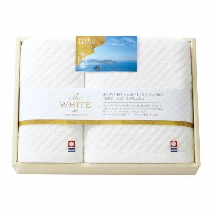 セット内容：スリムバスタオル1枚（約34×100cm）、フェイスタオル1枚（約18×75cm） 箱サイズ：22×30×5cm