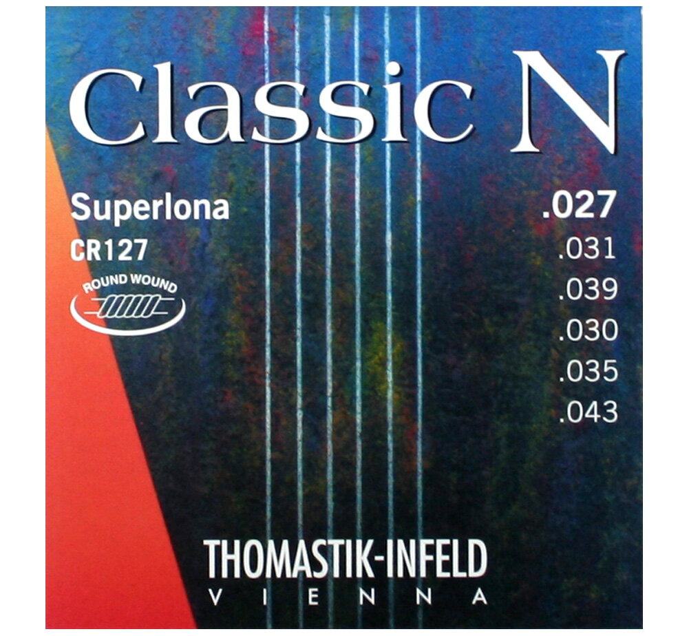 THOMASTIK-INFELD / CLASSIC N Superlona CR127 Thomastik-Infeldが誇るクラシックギター用ナイロン弦の定番モデル「Classic N」 透明感のある澄んだ音色と、自然でバランスの取れた...