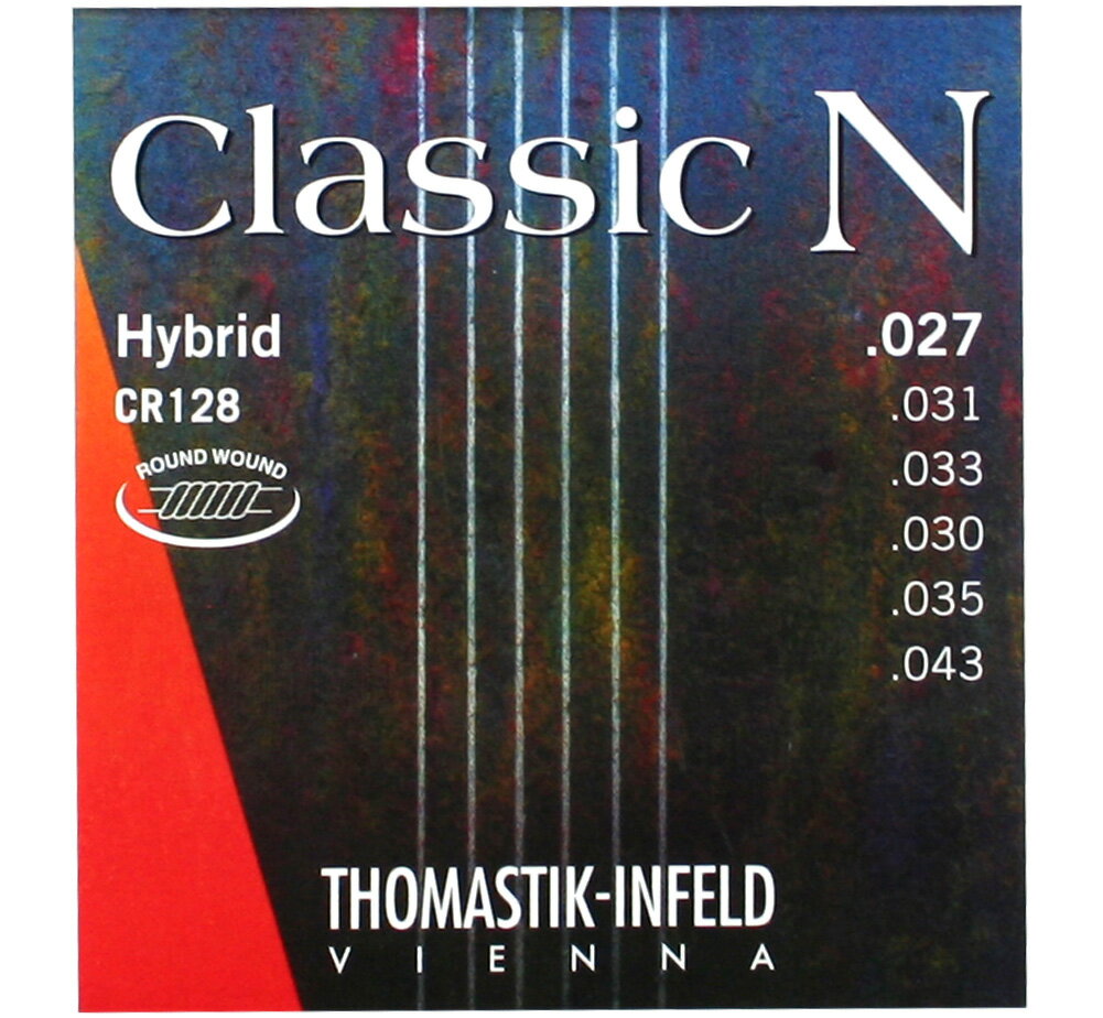 THOMASTIK-INFELD / CLASSIC N Hybrid CR128 Thomastik-Infeldが誇るクラシックギター用ナイロン弦の定番モデル「Classic N」 透明感のある澄んだ音色と、自然でバランスの取れたレスポ...