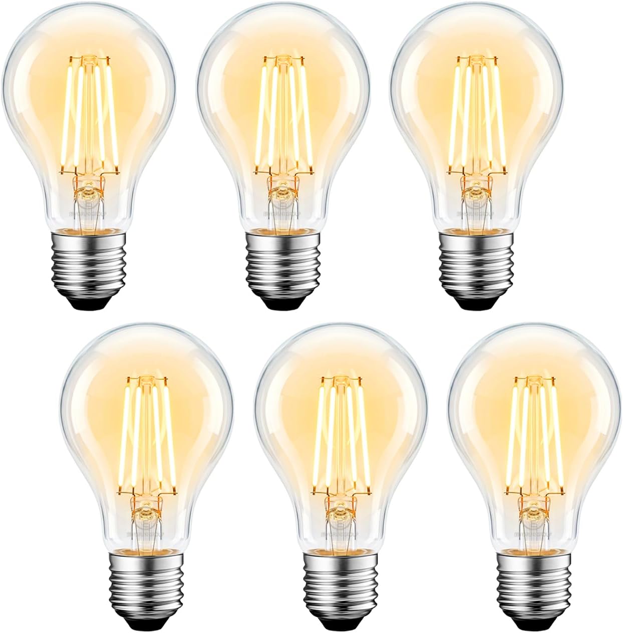 商品情報サイズE26口金、約60×106mm材質ガラス色2700K電球色明るさ806LM重量450g入力電力6W（白熱電球60W形相当 ）入力電圧100-130VACパッケージ6個入注意事項1.当店の商品は全て国内から配送されます。2.国内...