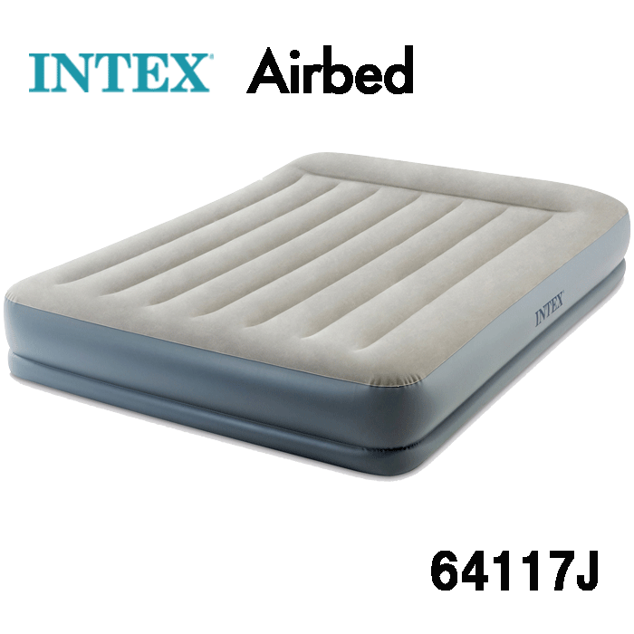 INTEX社製のエアーベッド 電動エアーポンプ付き ピローレスト形状の為、枕なしで快適な睡眠をとることができます。 ベッド内部に高強度ポリエステル繊維Fiber-Tech(TM)が数千本張り巡らされている為、体の凸凹をなぞるように包み込む体...