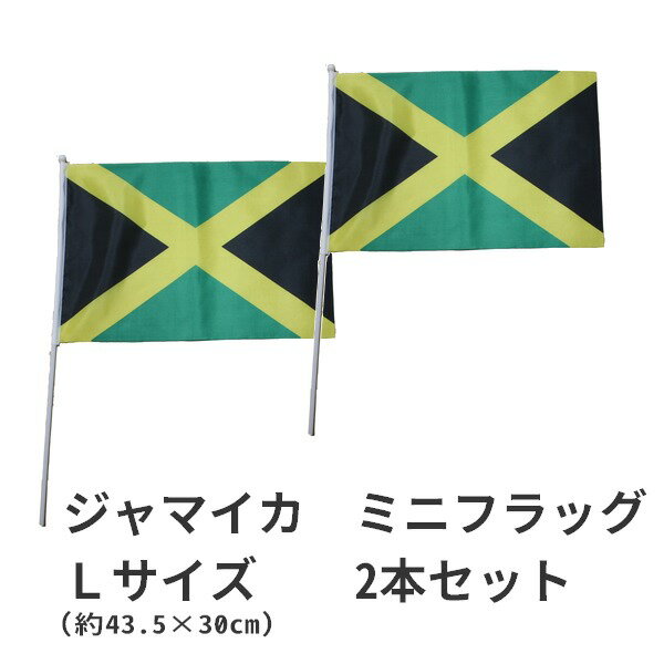 ==ラスタ雑貨やレゲエファッション・アクセサリーが充実の品揃え！==レゲエ好き必見! ミニフラッグ Lサイズ2本セット 【サイズ】旗部分:約横43.5cm×縦30cm、ポールの長さ約57cm 存在感のある大きさの手旗です。お部屋や車内インテ...