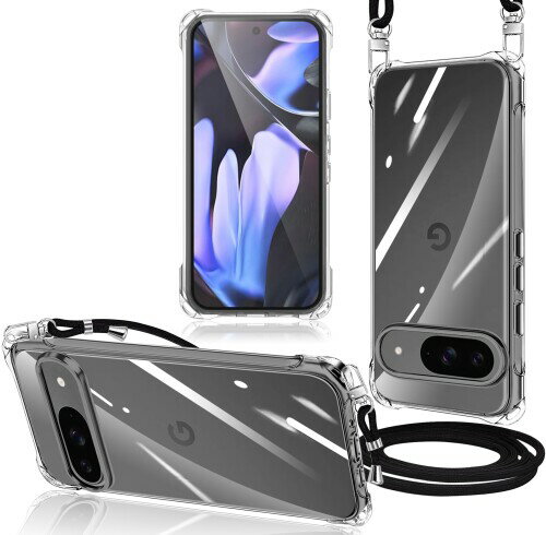 Pixel 8a ケース クリア ショルダー 縄掛けケース 耐衝撃 Google Pixel 8a スマホケース 透明 薄型 軽量 TPU ピクセル 8a カバー 肩掛け 斜めかけ 紐付き 織りストラップ付き 長さ調整可能 取り外し可能 (...