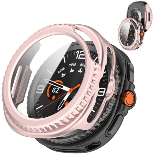 AIYYXX For galaxy watch 8 ケース 40mm/44mm/classic(46mm) 3D 直角エッジ 超薄型 PC+ガラス素材 一体型 ギャラクシーウォッチ8クラシック/40mm/44mm 対応 高透過率 キズ防止 ...