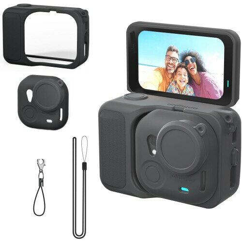Insta360 Go Ultra 対応 保護ケース セット シリコンカバー*2/紛失防止ストラップ/ネックストラップ (Black) 1.対象機種 :Insta360 Go Ultra カメラ 2.ソフトシリコン、アンチドロップ、アンチス...
